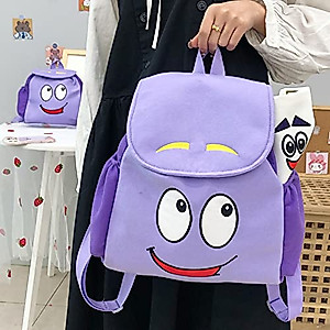 Dora Explorer Backpack Adult Bag Toy Rescue Plush Bag with Map School Bookbag Shoulder Bag Laptop Backpack (Large(13.8*13.8*3.9in))