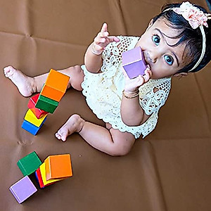 HABA Baby's First Basic Block Set - 12 Colorful Wooden Cubes (Made in Germany)