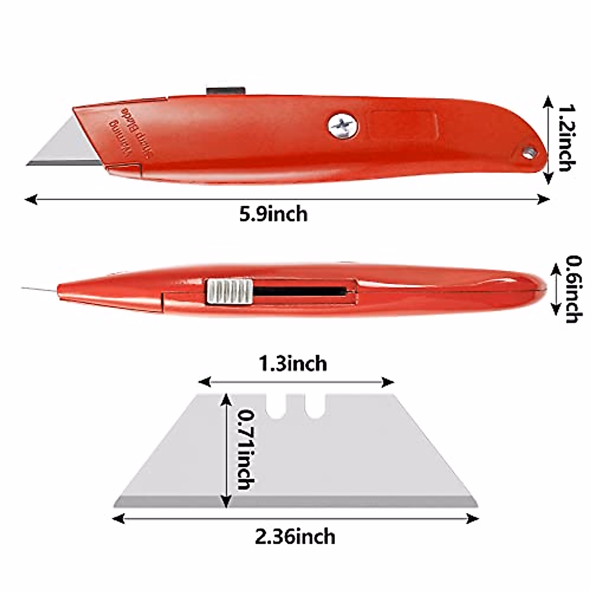 DIYSELF 2Pack Utility Knife Box Cutter Retractable Blade Heavy Duty(Red)