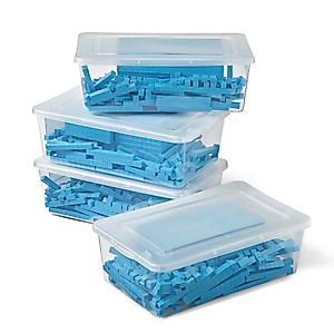 hand2mind Blue Plastic Base Ten Blocks Complete Set, Place Value Blocks, Counting Cubes for Kids Math, Base Ten Blocks Classroom Set, Math Blocks Kindergarten, Base 10 Math Manipulatives (Set of 644)