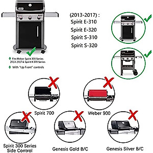 QuliMetal 7639 Cooking Grates and and 69787 Grill Burner for Weber Spirit I and II 300 Series Grills with Front Controls