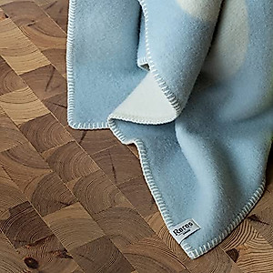 Roros Tweed Designer 100% Norwegian Wool Throw Blanket in Many Patterns (Moon in Crescent Blue)