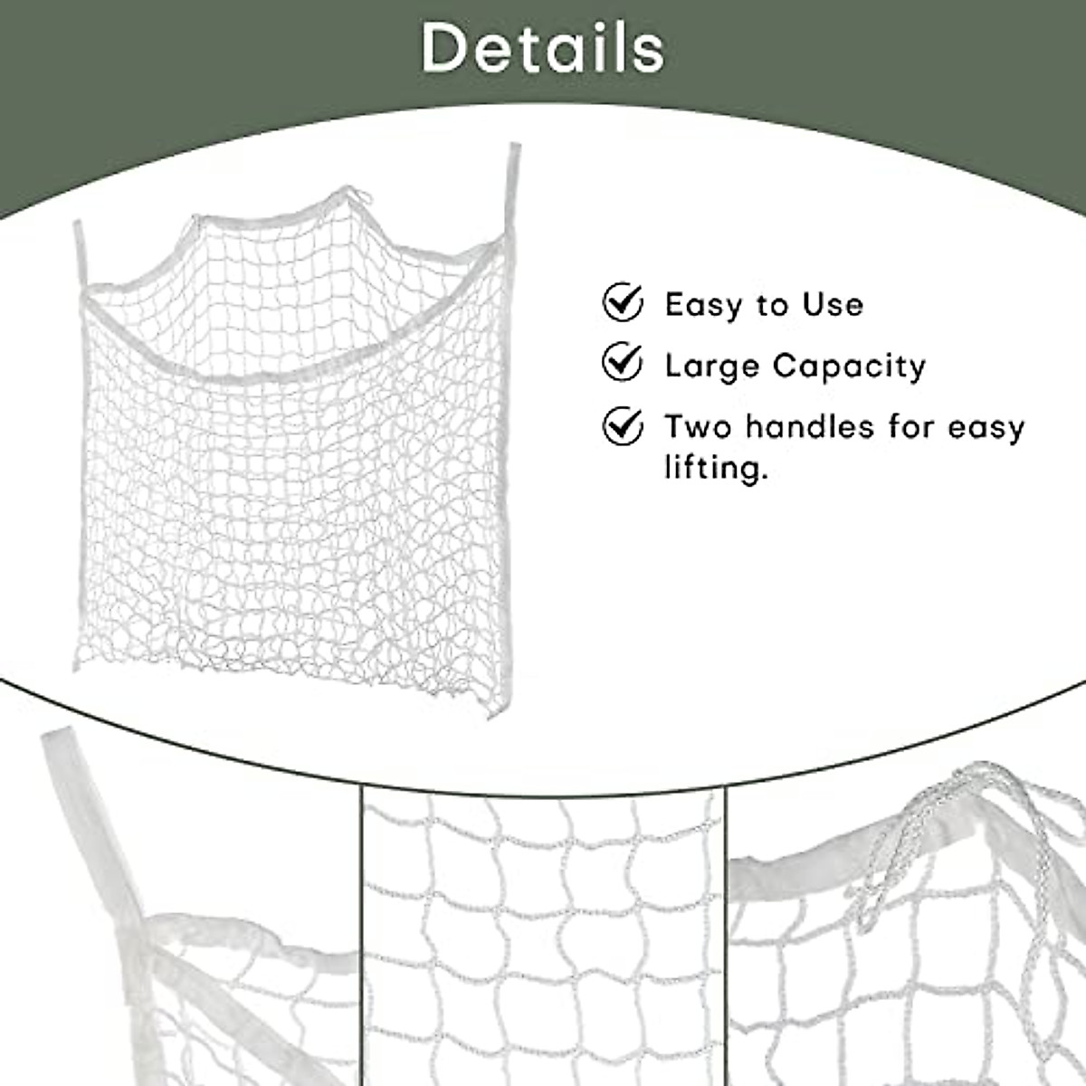 FLKQC Full Day Slow Feed Hay Net Bag Horse Feeding Large Feeder Bag with Small Holes Feed Horse Reduces Horse Feeding Anxiety and Behavioral Issue(36" Length x 23.6" Width)