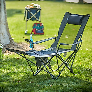 OUTDOOR LIVING SUNTIME Camping Folding Portable Mesh Chair with Removable Footrest
