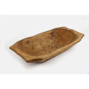 Rustic Deep Wooden Dough Bowl with Handles-Trencher-Batea-Wooden Doughboard-Doughbowl-9-10W x 18-19L-Choice of Colors (Natural)