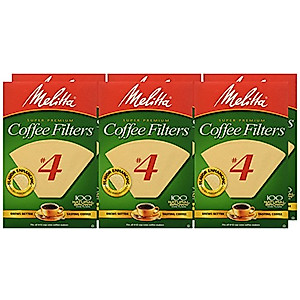 Melitta #4 Cone Coffee Filters, Natural Brown, 100 Count (Pack of 6) 600 Total Filters