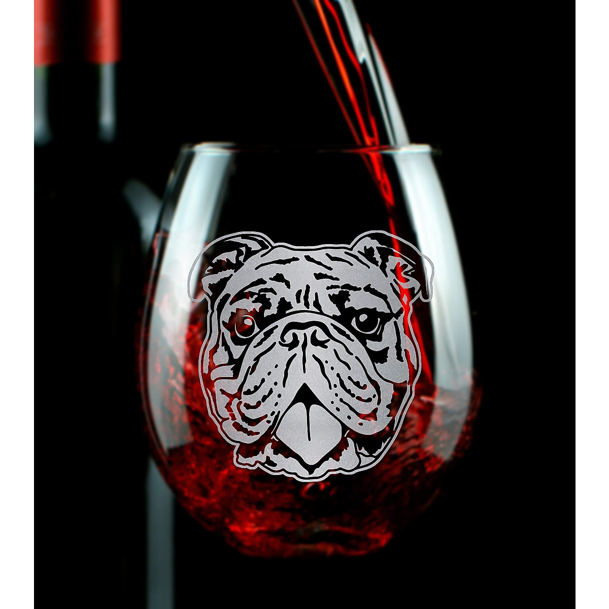 Promotion & Beyond Bulldog Face Cute Puppy Stemless Wine Glass - Funny Dog Mother Father Parent Owner Gift