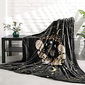 Black Mushroom Soft Decor Fleece Blanket Fuzzy Soft Plush Eyes Gifts Sun Moon Blanket for All Season Throws for Home Couch Bed Sofa Livingroom Office 50"x60"