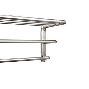 FPL Oversized 28 Inch Stainless Steel Hotel Towel Rack & Shelf in Brushed Stainless Steel Finish
