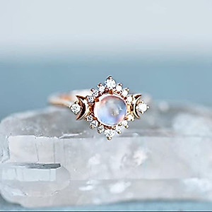 Stone Anniversary Fashion Wedding My Moon Life Jewelry Gold Celestial Rings And My Ladies Rings Moon Commitment Sun Stars Gifts In Diamond Rings Engagement Rings Chunky Ring Set (Rose Gold, 9)