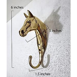 Brass Horse Head Wall Mount Hooks Set of 2 Pieces Sculpture Unique A Excellent Item for Home | Office | Restaurant Decorative Item Statue Coat Hook by INDIAART12