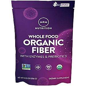 MRM Nutrition Whole Food Organic Fiber | with Enzymes + Prebiotics | Insoluble + Soluble fibers | Digestive Health + Regularity | 6g Fiber per Serving | 32 Servings
