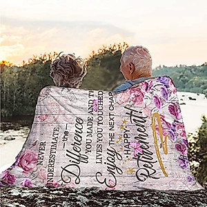 Retirement Gifts for Women 2022 Blanket 60"×50", Happy Retirement Gifts for Nurses Teachers Mom Wife Female, Retired Gifts for Women, Farewell Gifts for Coworkers Boss, Funny Retirement Throw Blankets