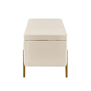 Ball & Cast Storage Ottoman Benches, 42", Gold & Cream