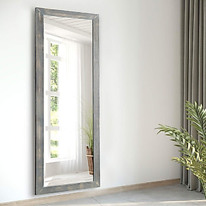 Elevens Traditional Full Length Floor Mirror 65"x22" Rustic Tall Floor Mirror Wall Mirror Standing or Leaning Against Wall for Bedroom, Dressing and Wall-Mounted - Gray