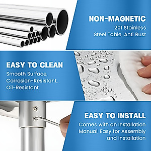 KUARBARR Stainless Steel Table for Prep & Work with 4 Caster Wheels with Adjustable Undershelf 24 x 30 NSF Metal Commercial Kitchen Worktable for Restaurant Home Outdoor