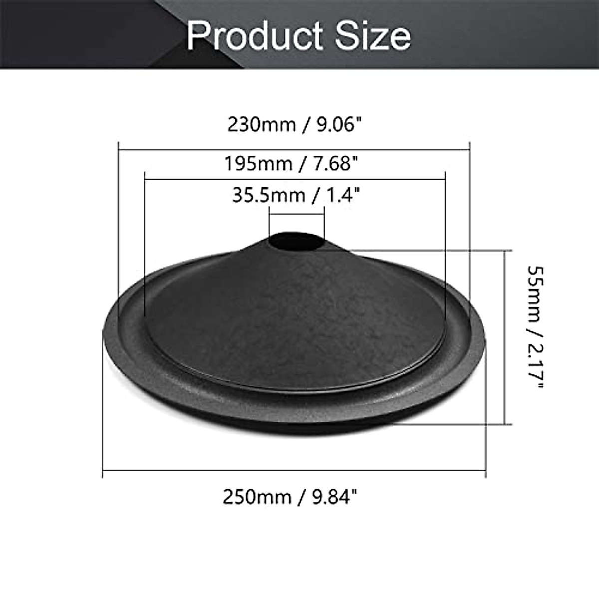 Fielect 10 inches Paper Speaker Cone Subwoofer Cones Drum Paper 1.5 inches Inner Diameter with Foam Surround 2Pcs