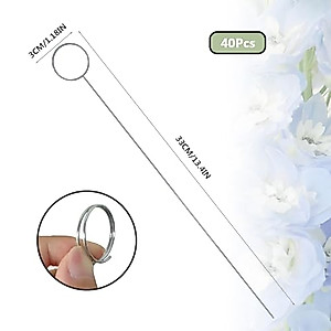Floral Card Holder Picks,Flower Card Holder Stick Metal Flower Picks,Picture Holders for Centerpiece 40pcs for Wedding Party Bouquet,Birthday Photo Arrangement Round Silver