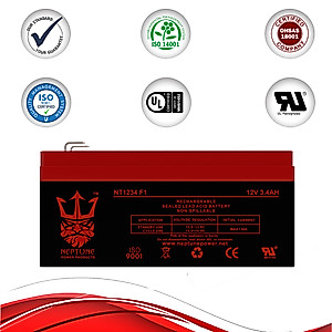 Neptune Brand 12v 3.4ah Replacement Battery for APC Back-UPS ES 350, BE350C, BE350R 12V 3.2Ah UPS