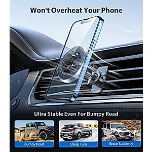 VICSEED Fit for MagSafe Car Mount [20 Strongest Magnets & Stablest] Magnetic Phone Holder for Car Vent Hands Free Car Phone Holder Mount for iPhone 14 13 12 Pro Max Plus Mini MagSafe Case Socket Grip