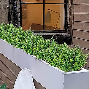 Artificial Boxwood (Pack of 8) UV Resistant Greenery Plants Plastic Hanging Plants Fake Stems Boxwood Shrubs for Home Farmhouse Garden Porch Office Wedding Indoor Outdoor Decor