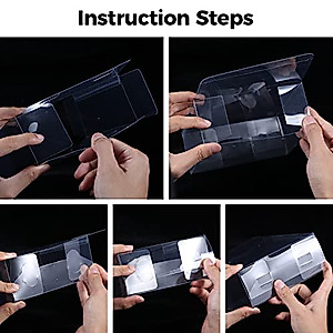 Atenzol Clear Box with Lid Handle (5PCS), 5.5x3x5.5 Candy/Cookie/Favor/Gift Box, Golden Lining, Blank without Writing