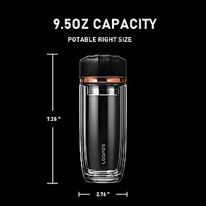 LEIDFOR Double glass cup men heat insulation high-grade cups anti-drop water cups personal special tea cups (Gold)