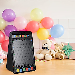WinSpin 30"x19" Prize Drop Board Foldable Stand Disk Drop Board Game Customizable 6 Slots with 10 Pucks for Carnival Tradeshow Party, (with Multi-Colored LED Light)
