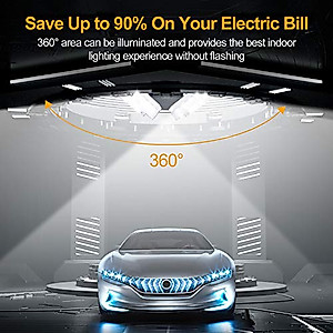 LED Garage Lights, 140W 18500 Lumens Garage Lighting, 6000K Daylight with Deformable Three Panels Garage Ceiling Light Fixture E26/E27 Triple Glow LED Shop Light for Garage Basement Workshop Warehouse