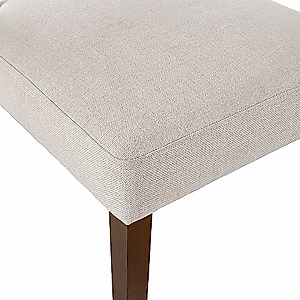 Ball & Cast Upholstered Dining Chairs Set of 2 Armless Chair with Leather Back Wooden Chairs, Linen