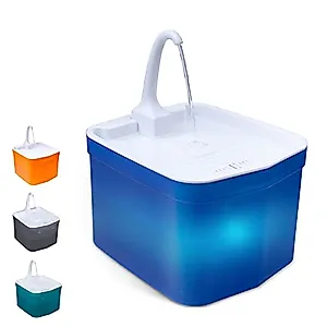 Cozyieland Automatic Cat Pet Water Fountain, Faucet spout, Translucent LED Light, 67oz, Ultra Quiet, AC Adapter (Blue)