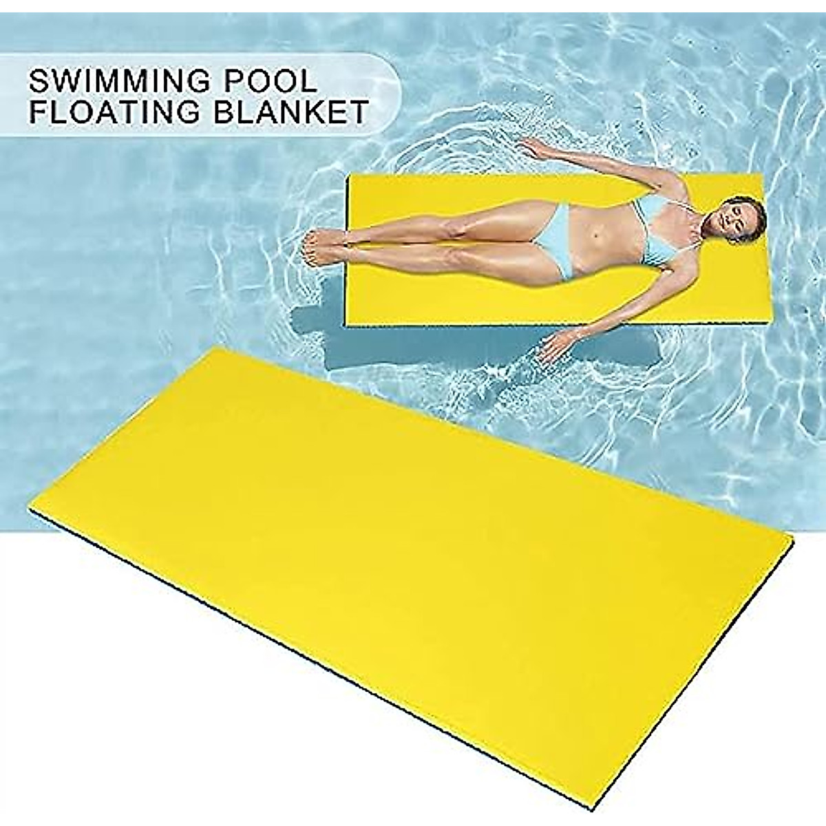 Floating Mat Water Mat Lily Pad with Rolling Pillow Design, Bouncy Tear-Resistant 3-Layer XPE Foam, Roll-Up Floating Island River Rafts (Size : 5.5mx1.8mx2.2cm)