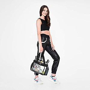 Heavy Duty Clear Lunch Tote Stadium Bag Approved Durable Crossbody Travel Makeup Cosmetic Box for Football Basketball Baseball Games Concerts Work Correctional Officers (Bold Black, 12 x 6 x 12)