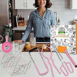 Canning Supplies Starter Kit with Stainless Steel Canning Rack and Accessories Tools, Includes Canning Jar lifter Tongs, Funnels,Lid lifter for Canning Pot, Water Bath& Pressure Canner