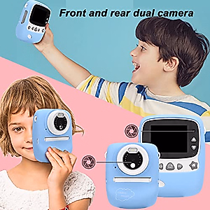 Kids Digital Selfie Camera P01B Print 2.4inch IPS Display Video Recorder Dual Lens 1800W Camera for Kids Kids Camera (Blue)