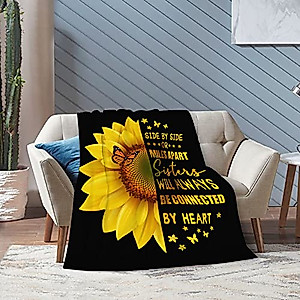 YOYICU Sister Gifts Blanket,Sisters Gifts from Sister,Sister Birthday Gifts from Sister,Gifts for Sisters from Sisters Graduation Mothers Day Sunflower Throw Blanket 50”x60”