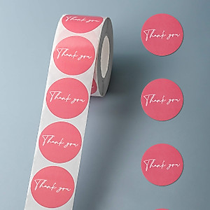 Round Thank You Stickers, Thank You Sticker Supplies for Business Packaging, Bubble Mailers & Bags (1.5'', Light Red)