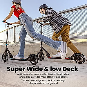 Aero A230 Adult Kick Scooter for Teens 12 or 14 Years and up, Adults Scooters with Disc Brake, Rubber Mat, Double Shock Absorption, ABEC-7 Bearing, Max 250 lbs, Foldable and Height Adjustable