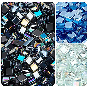 HOMEGLOW Fire Glass Cubes. Black Reflective Luster. Premium Tempered Square Glass Beads for Outdoor Fire Pit, Fire Table or Indoor Fireplace, Gas or Propane. 10 Pounds.
