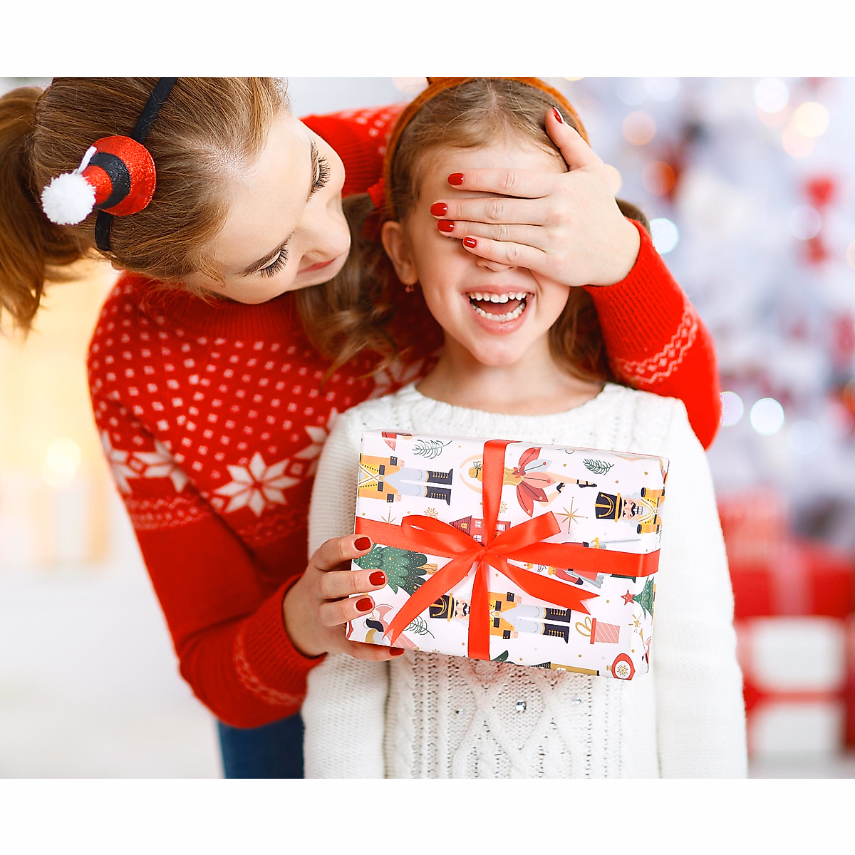 Sikiweiter Nutcracker Wrapping Paper - 12 Sheets Nutcracker Christmas Wrapping Paper for Boys Girls Men Women, 19.7 x 27.6 Inches Per Sheet