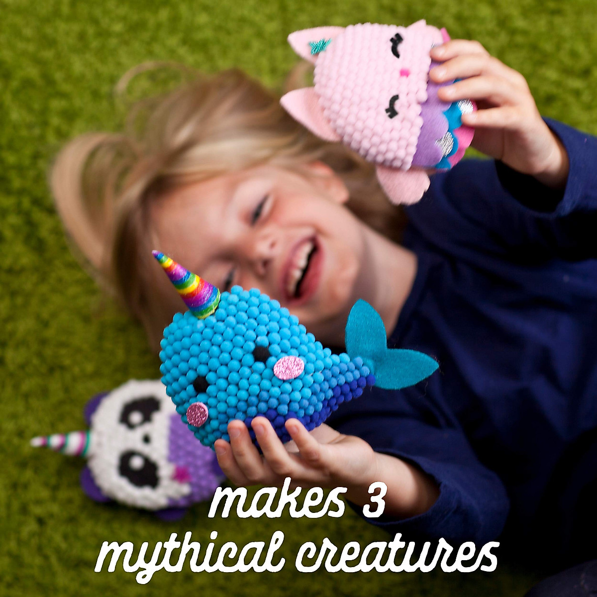 Craft-tastic – DIY Mythical Pom Animals – Craft Kit Makes 3 Pompom Stuffed Animals – Magical Narwhal, Puffy Pandacorn & Cuddly Meowmaid Brown/a