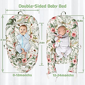 Baby Lounger for Newborn, Cosleeping Baby Bed Cover Adjustable Newborn Lounger Baby Sleeping Bed 100% Cotton Fiberfill Portable Co Sleeping Crib Breathable Infant Floor Seat Baby Registry Search