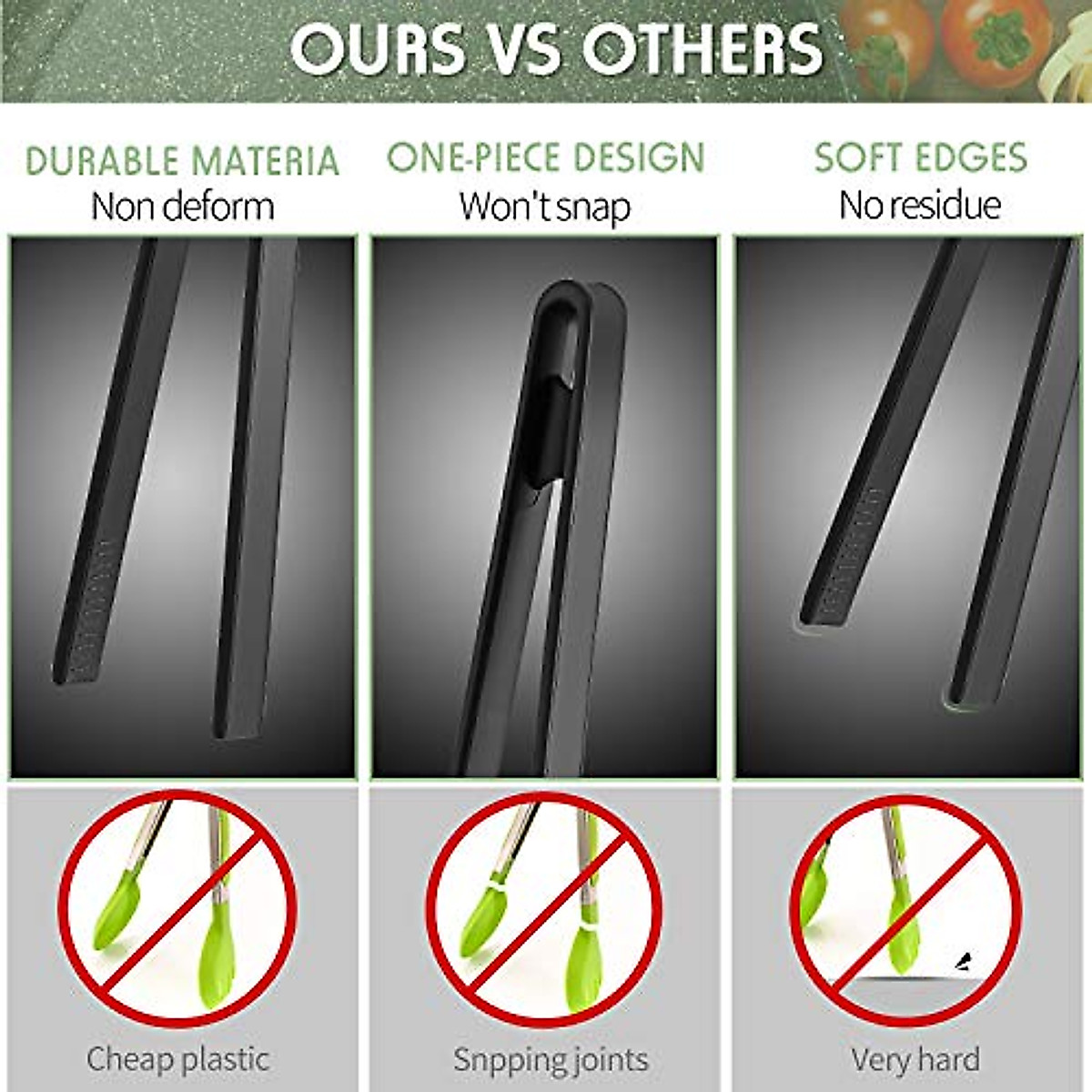 2 Pieces 11.8 Inch Silicone Trivet Tongs for Cooking Silicone Tongs Kitchen Utensils Heat Resistant Non-Stick Silicone Food Tongs Cooking Tongs BBQ Grilling Tongs (Black)