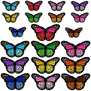20pcs Butterfly Iron on Patches, 2 Size Embroidered Sew Applique Repair Patch