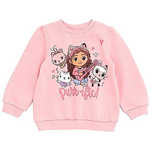 DREAMWORKS GABBY'S DOLLHOUSE Pandy Paws Cakey Cat Kitty Fairy Toddler Girls Fleece Sweatshirt and Pant Set Pink/Gray 5T