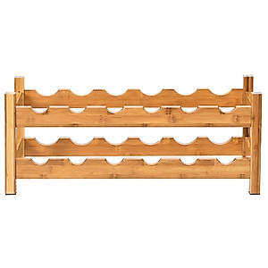 COSTWAY Wine Rack, Bamboo 12 Bottles 2-Tier Wine Display Rack for Countertop Home Kitchen Pantry, Free Standing Wine Storage, Rack Tabletop Wine Rack (Bamboo)