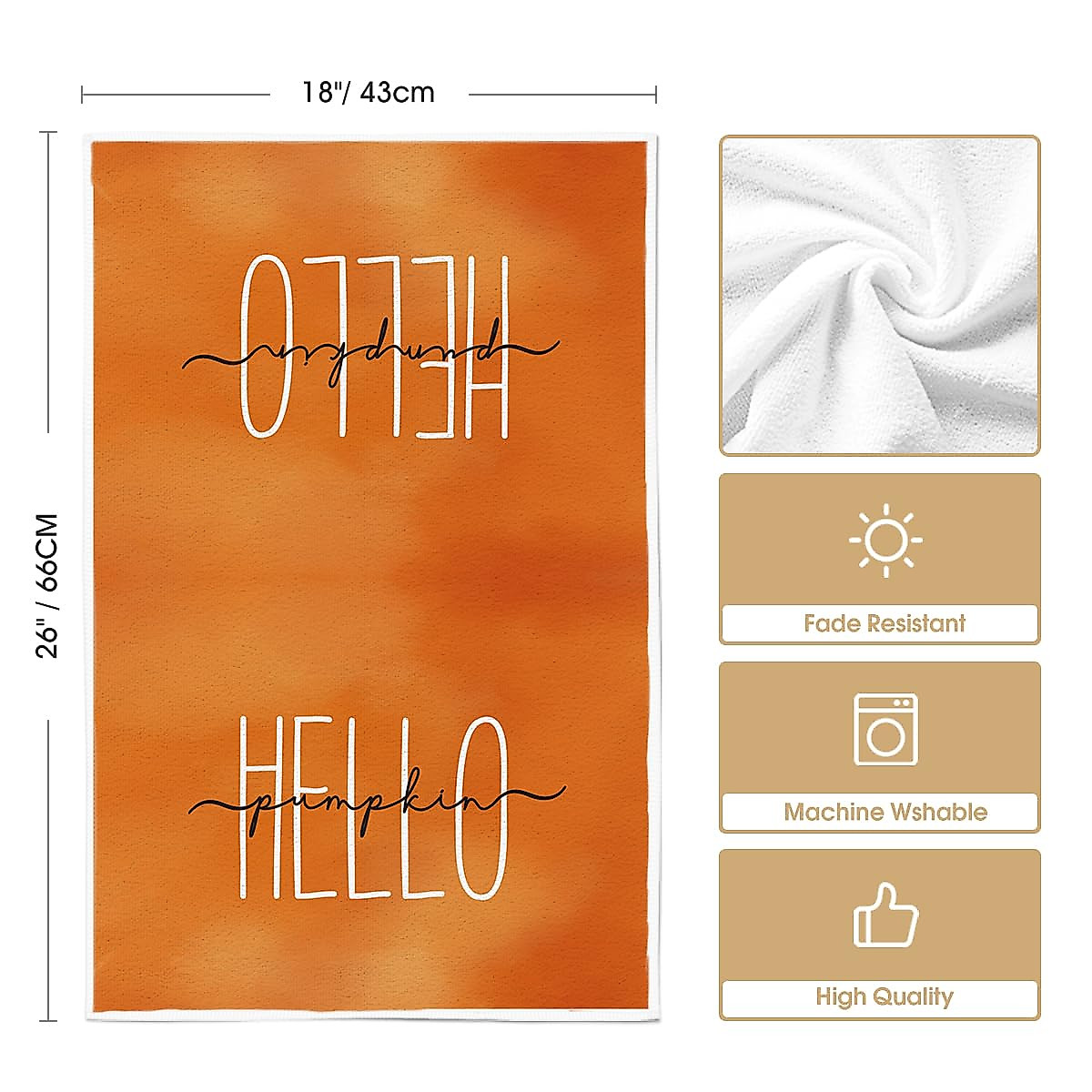 Artoid Mode Maple Leaves Hello Pumpkin Fall Kitchen Towels Dish Towels, 18x26 Inch Happy Harvest Decoration Hand Towels Set of 4