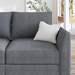 HONBAY Modular Sectional Couch U Shaped Sectional Sofa with Reversible Chaise Modular Sofa Couch with Storage Seat, Bluish Grey