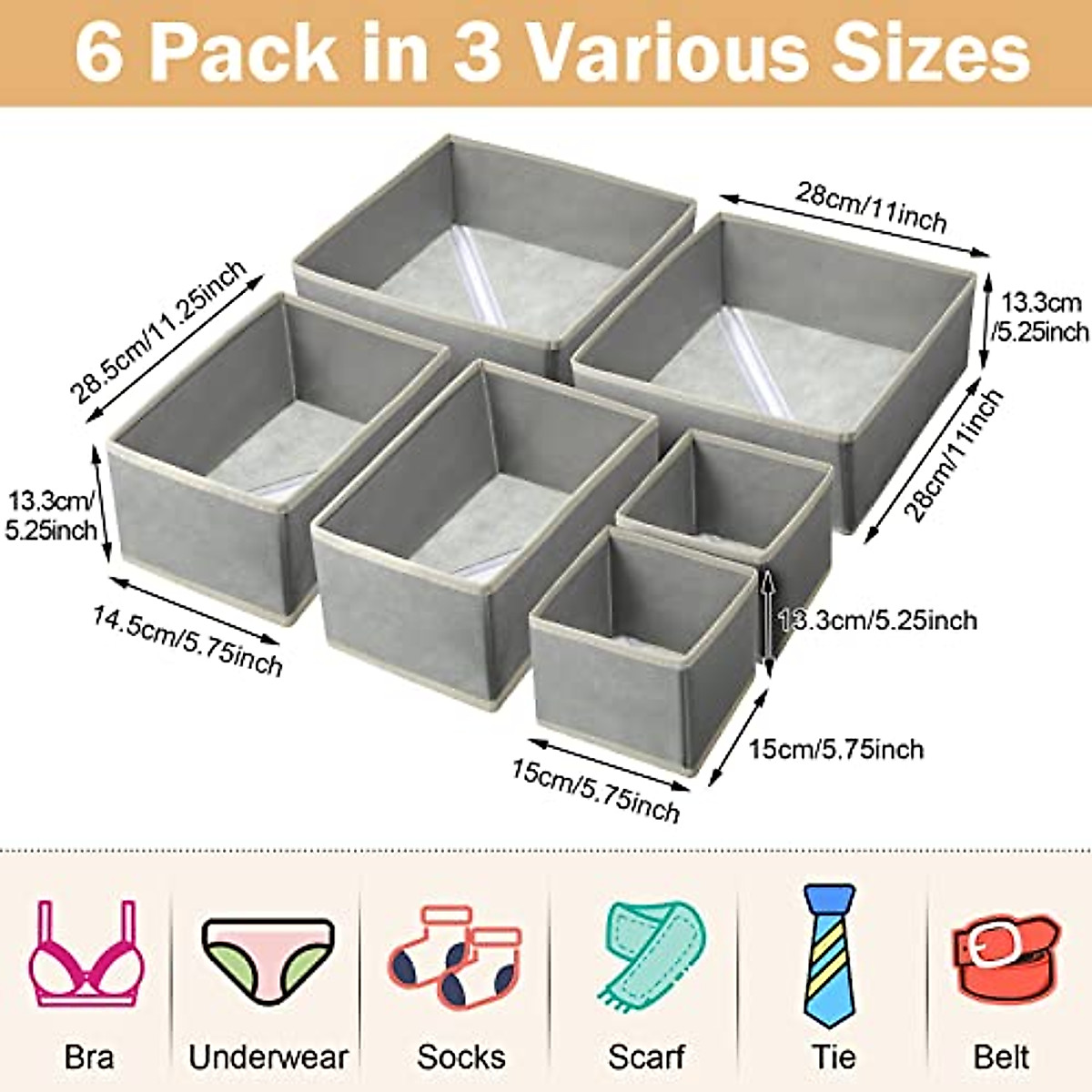 Potchen 24 Set Clothes Dresser Drawer Organizers, Closet Wardrobe Organizers Storage Dividers, Underwear Foldable Cloth Baby