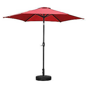 HYD-Parts 9FT Patio Umbrella Outdoor Table Umbrella,Market Umbrella with Push Button Tilt and Crank for Garden, Lawn, Deck, Backyard & Pool (Red)